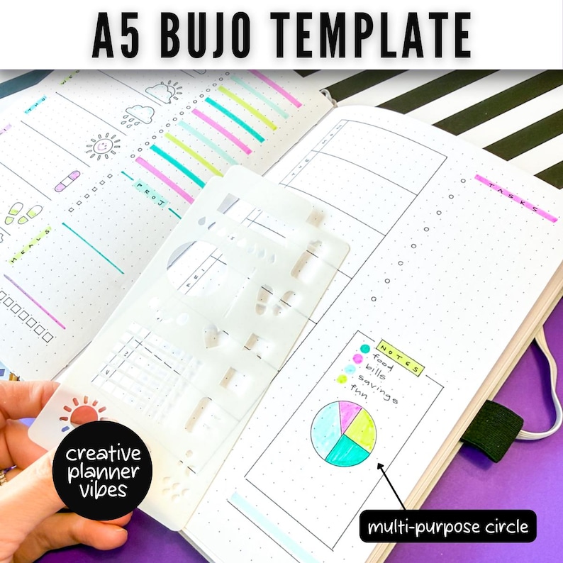 A5 5mm Bullet Journal Full Page Template & Stencil | Set of 2 Stencils ...