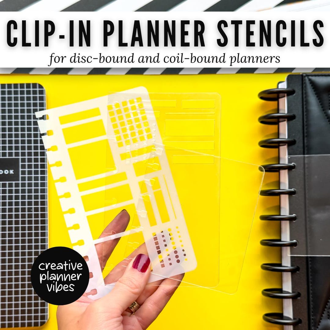 Disc & Coil Bound Clip-in Stencil Inserts for Planners, Notebooks and ...