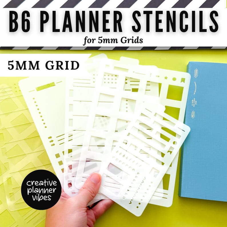 B6 Size | 5mm Grid Full Page Templates & Stencils for Planners ...