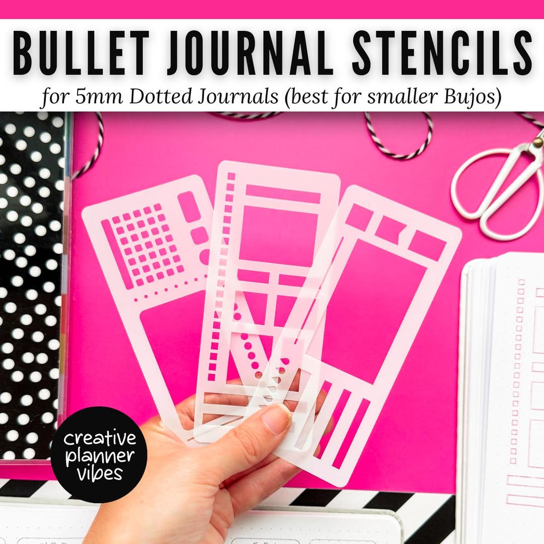 Small Bullet Journal Stencils for Any 5mm Grid, Graph or Bullet Layout ...