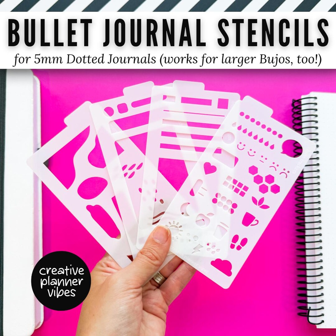 Medium Bullet Journal Stencils for Any 5mm Grid, Graph or Bullet Layout ...