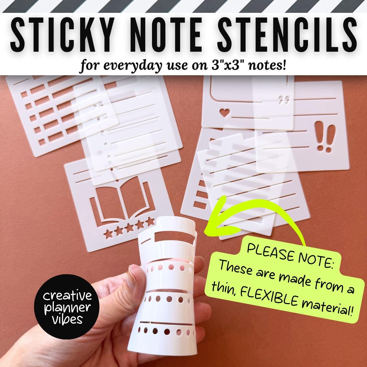Sticky Note Stencils 3" X 3" | Set of 9 | Post-it Note Templates - Etsy