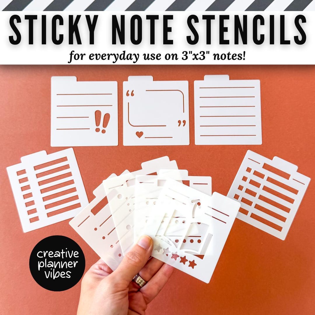 Sticky Note Stencils 3" X 3" | Set of 9 | Flexible | Post-it Note ...