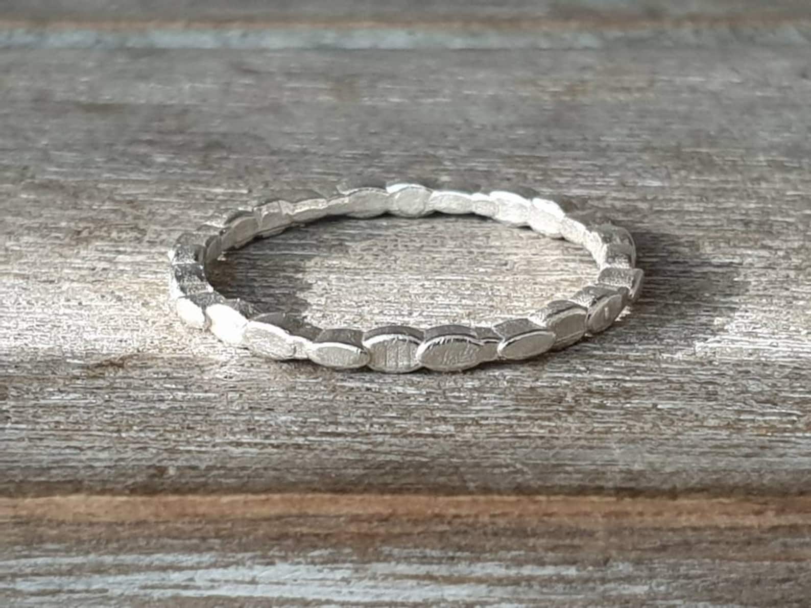 Organic silver band-wedding ring-pattern band-silver | Etsy