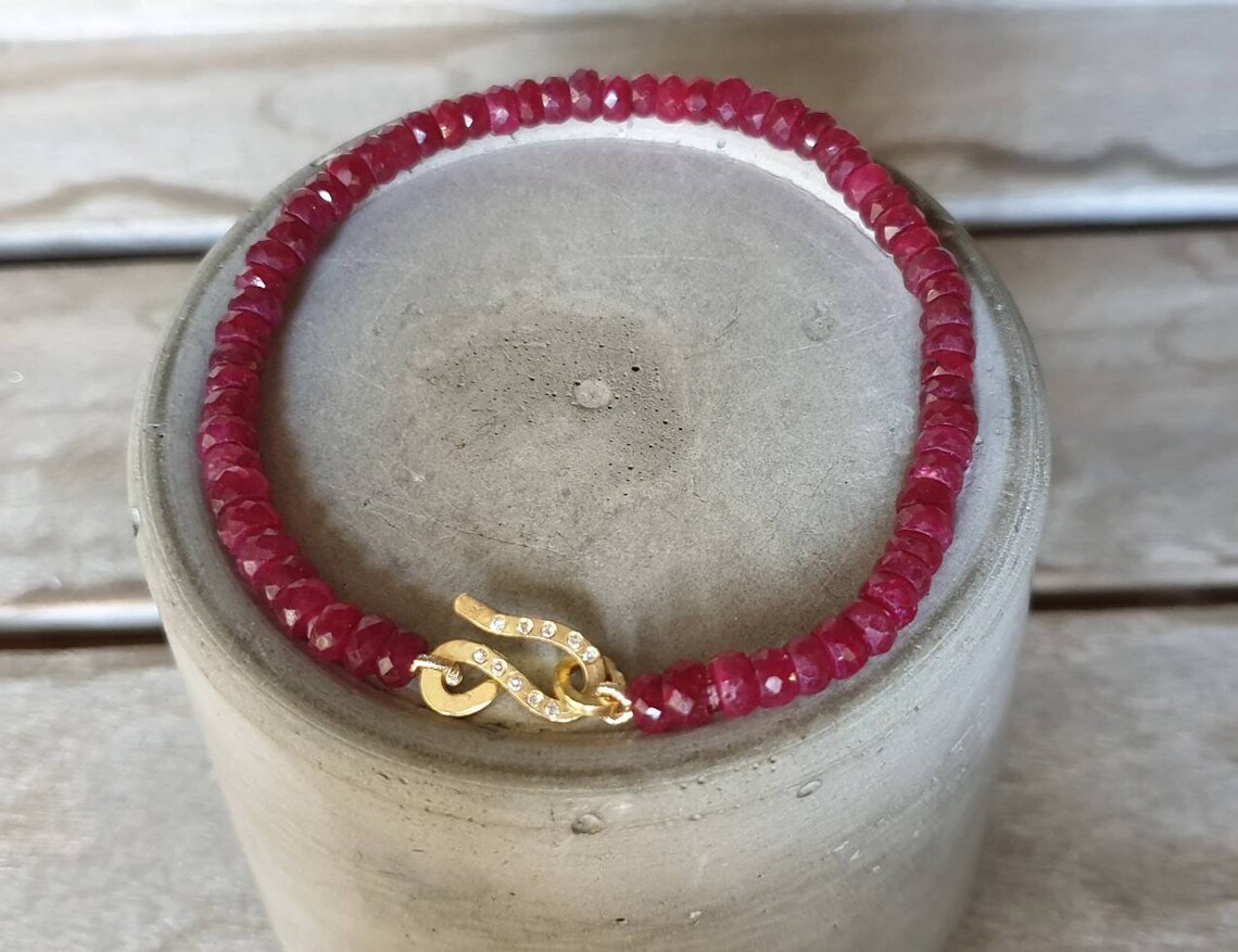 Ruby Bracelet Ruby Gemstones Bracelet 18k Gold Bracelet | Etsy