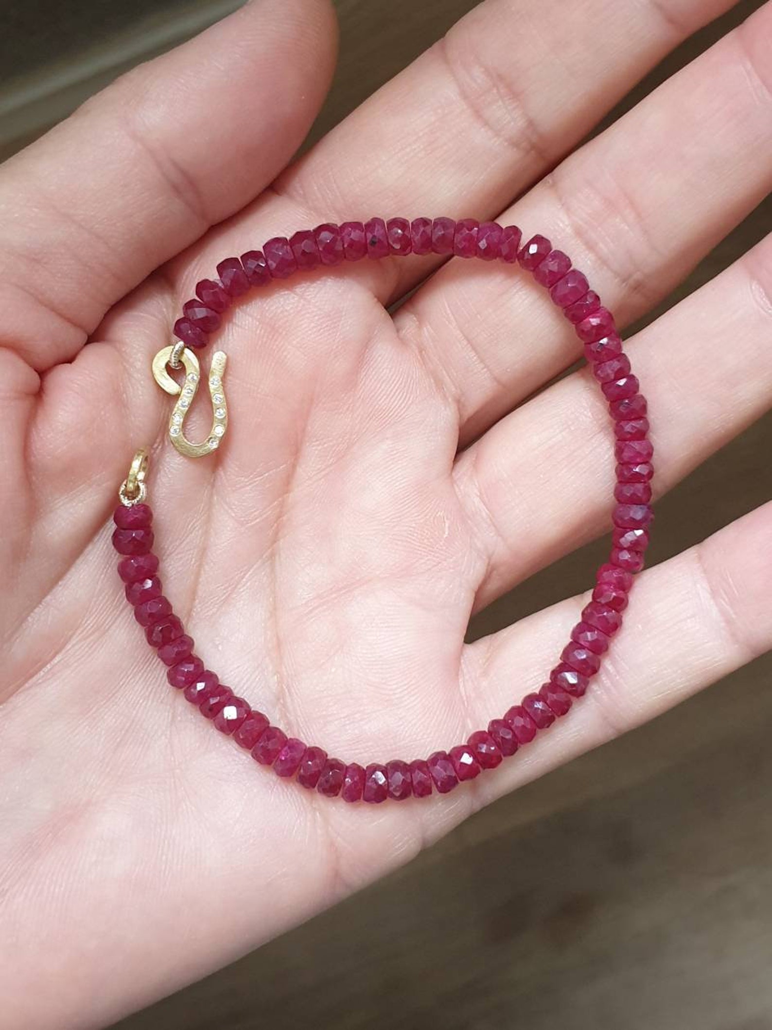 Ruby Bracelet Ruby Gemstones Bracelet 18k Gold Bracelet | Etsy