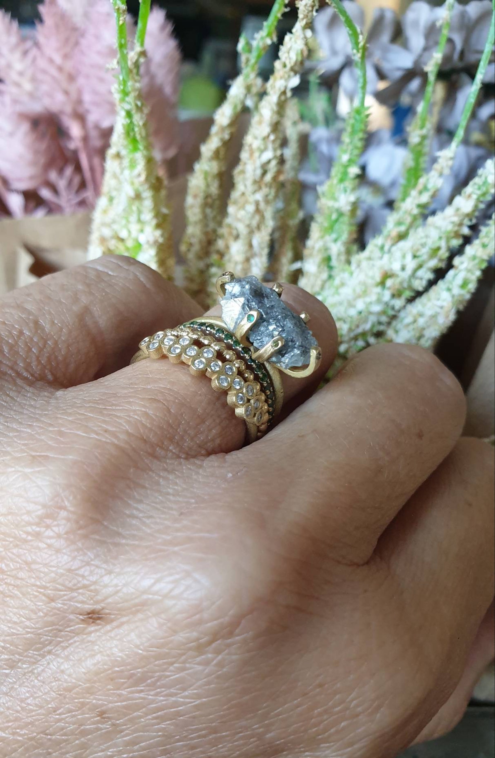 5.5 ct grey rough diamond ring-big rough diamond | Etsy