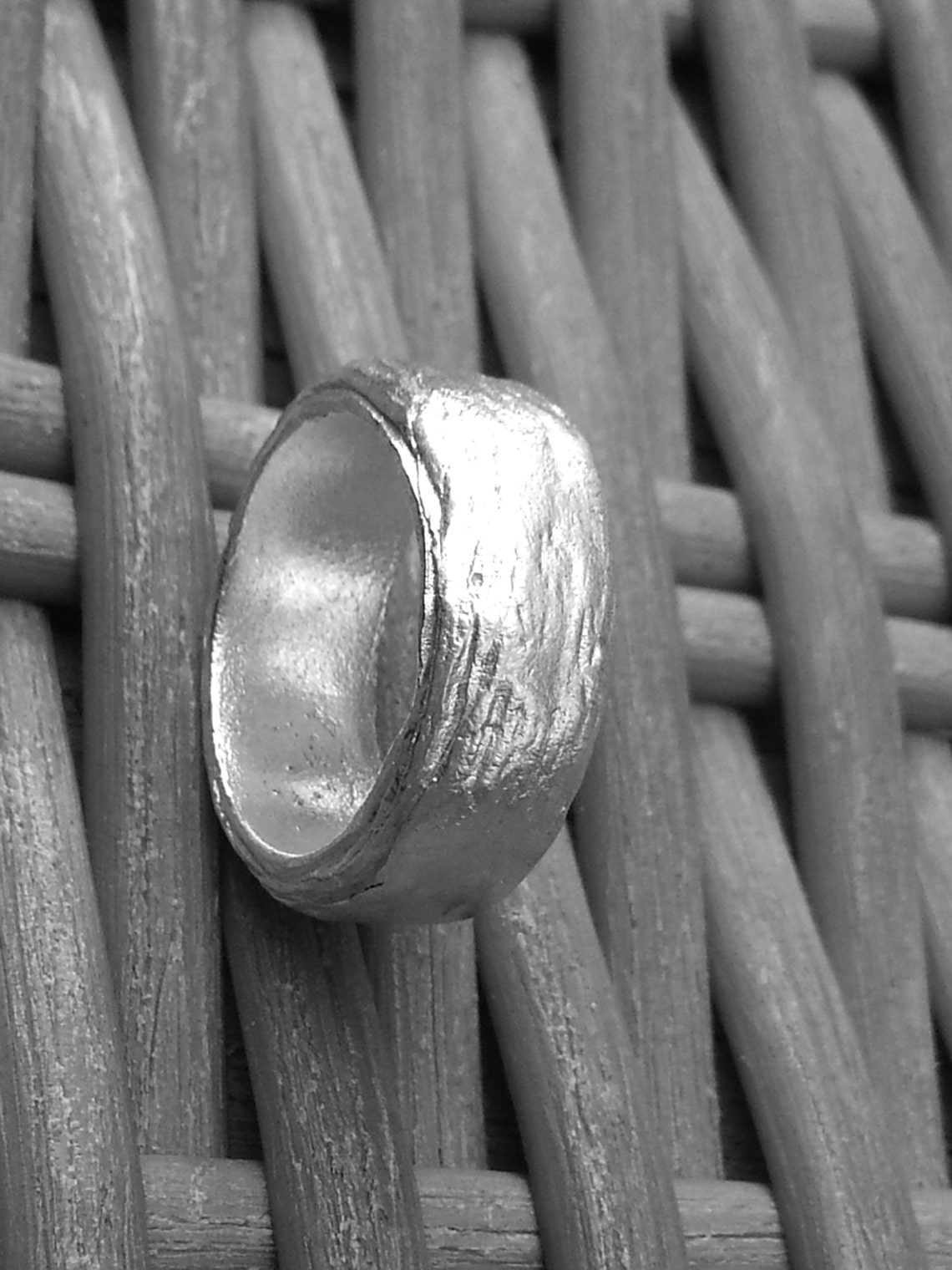 Organic silver ring-wedding ring-rough silver band-silver | Etsy