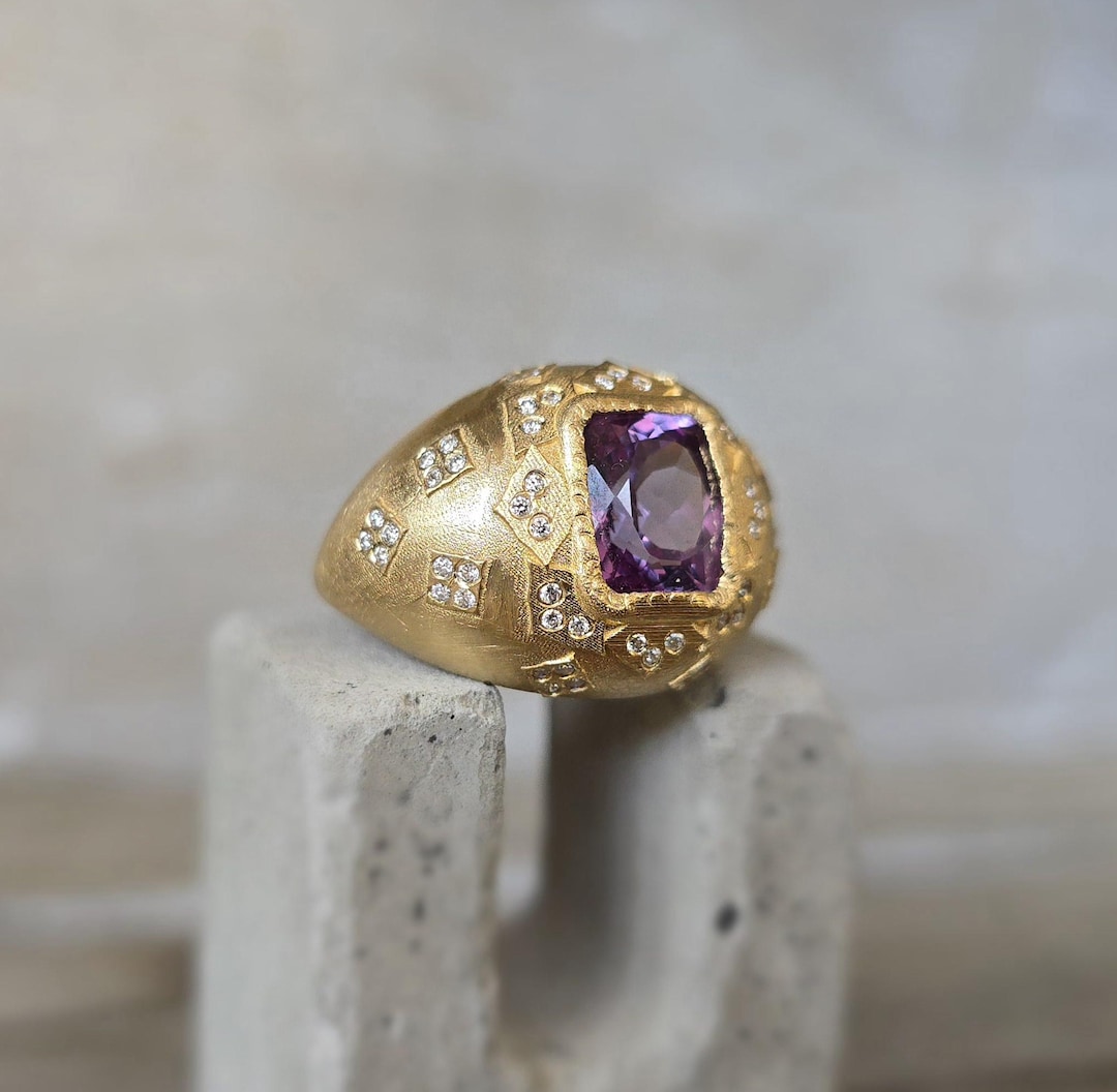 Spinel Ring-18k Gold Ring-diamond Ring- Big Ring-statement Ring ...