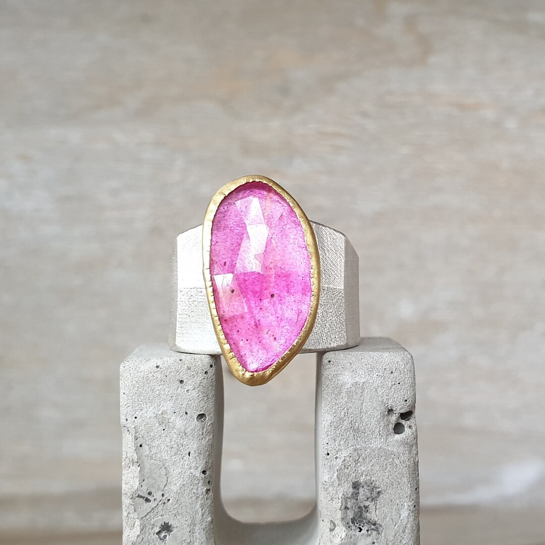 22K Gold Ring-ruby Ring-gold Ruby Ring-gemstone Ring-cocktail - Etsy