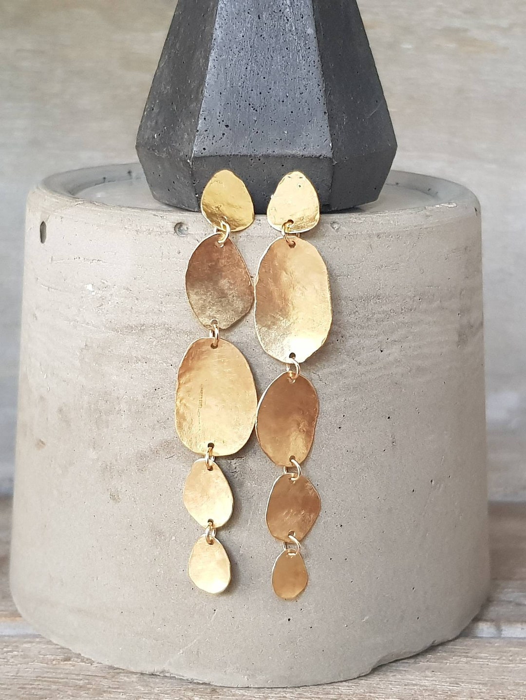 Dangling Gold Earrings- Long Gold Earrings-18k Gold Earrings-18k Gold ...