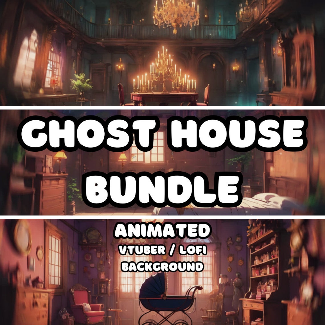 ANIMATED BACKGROUND Ghost House Bundle loop, 4k VTUBER / Stream ...