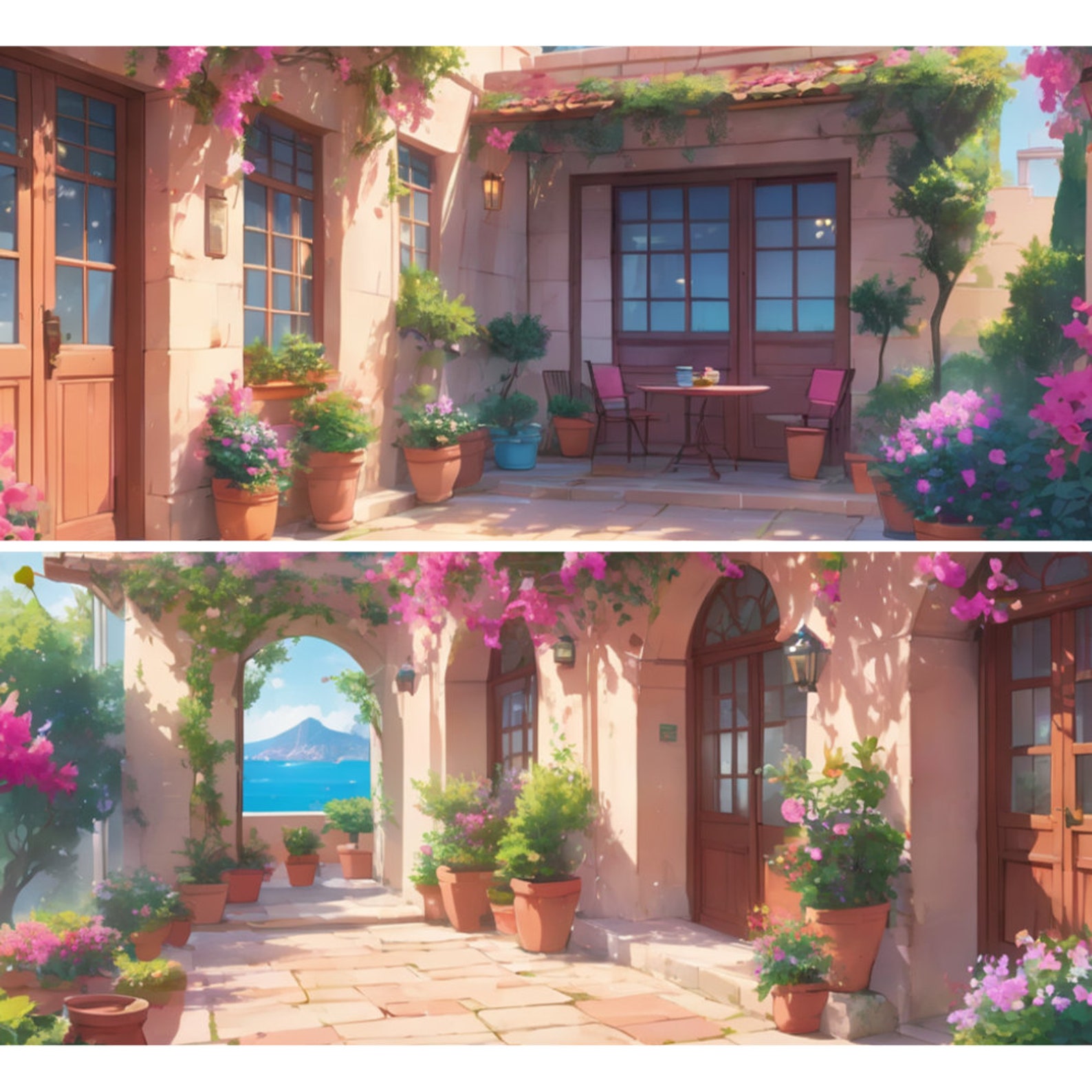 ANIMATED BACKGROUND - Greek Street, Flowers, Rural Street (loop, 4k 60 ...