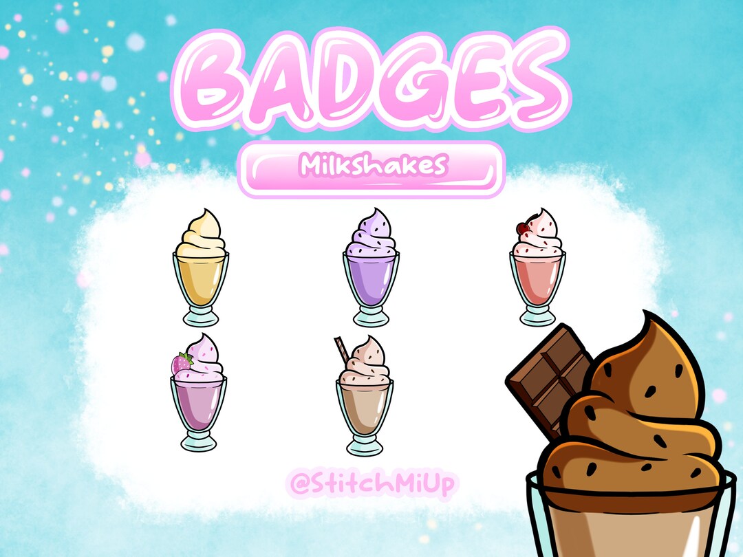 6 Milkshake Sub & Bit Badges for Twitch Stream Discord Youtube L Ice ...