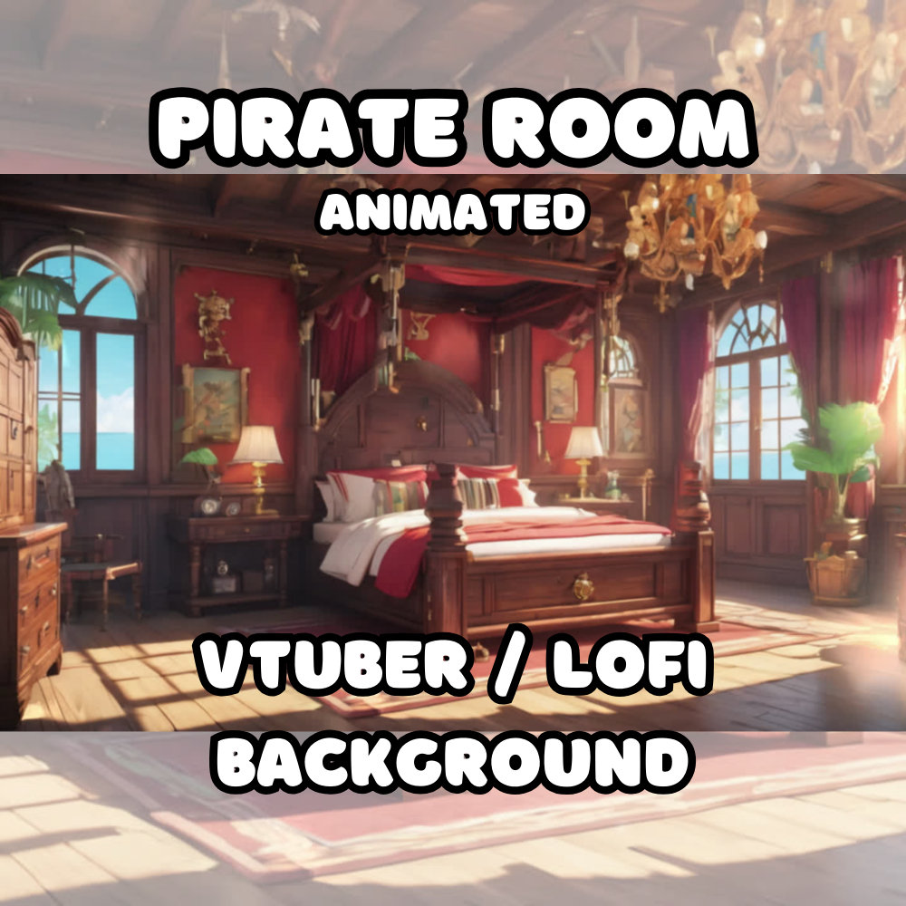 ANIMATED BACKGROUND Pirate Room , Sea, Red loop, 4k 60 Fps VTUBER / Lo ...