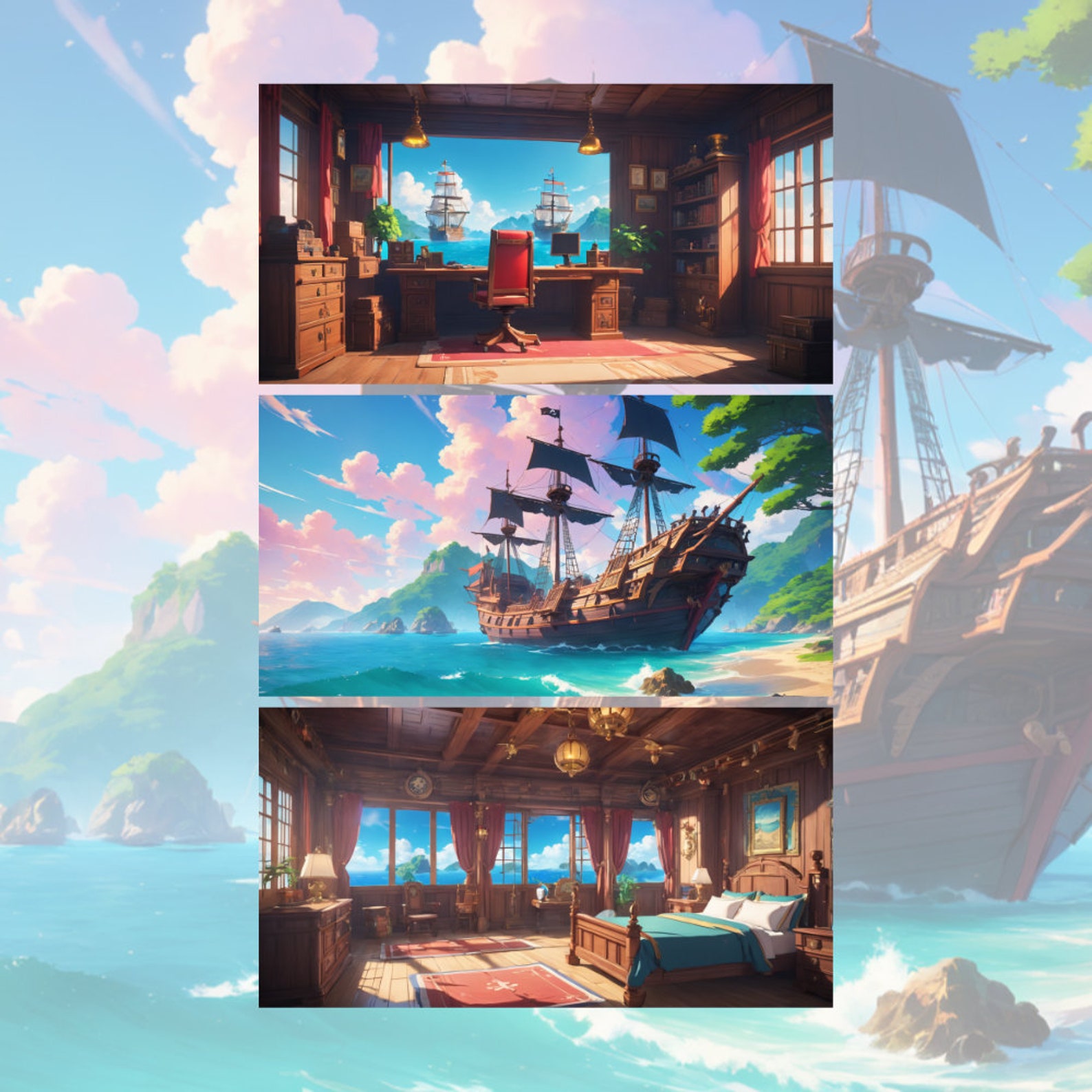 ANIMATED BACKGROUND - Pirate Bundle (loop, 4k) VTUBER / Stream ...