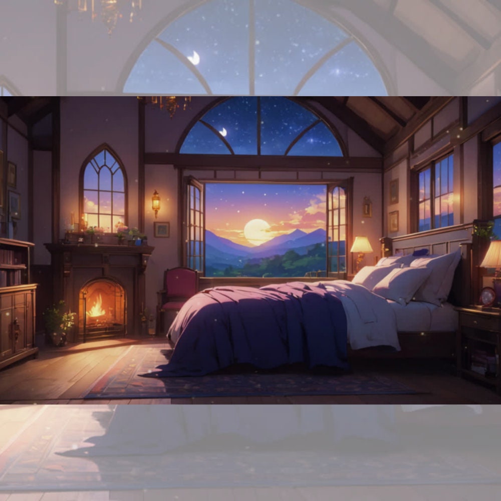 ANIMATED BACKGROUND - Whimsical Bedroom, Purple Bedroom, Sunset (loop ...
