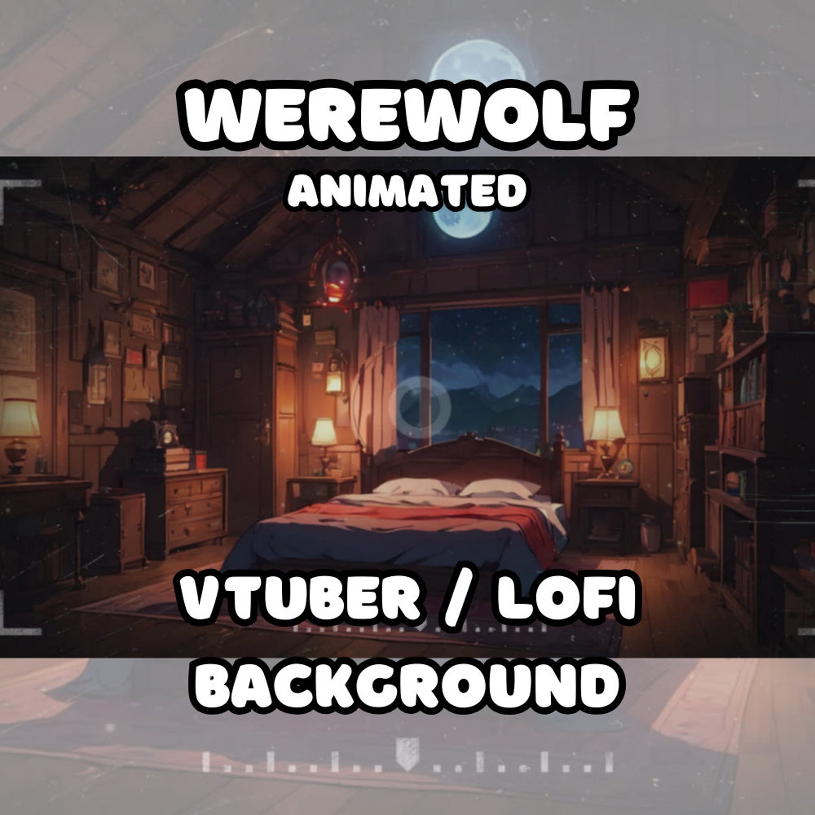 ANIMATED BACKGROUND - Werewolf Bedroom, Full Moon, Night (loop, 4k 60 ...