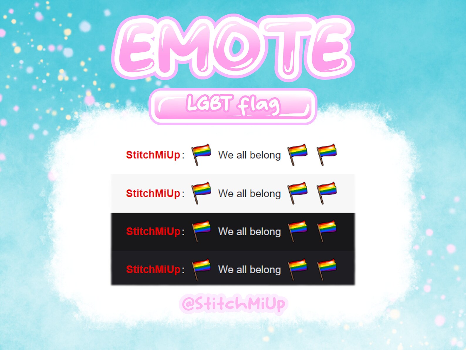 LGBT Flag Gay Pride Emote for Twitch, Discord, Youtube L Pride Emote ...