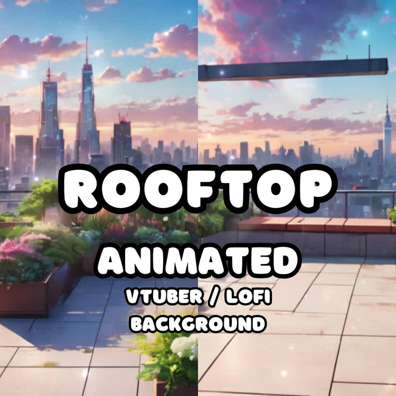ANIMATED BACKGROUND - Rooftop Bundle, Skyline Balcony, Sunset (loop, 4k ...