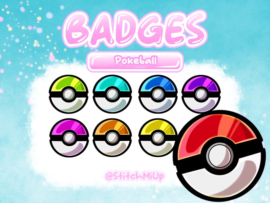 8 Pokeball Sub & Bits Badges for Twitch Stream Discord Youtube L ...