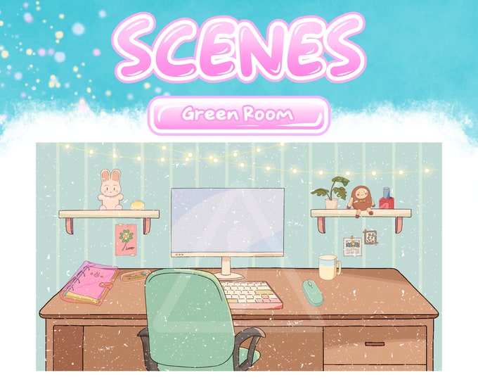 Cute Animated Pastel Green Dino Twitch Scenes Stream Starting, Be Right ...