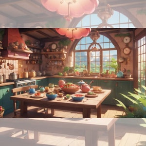 ANIMATED BACKGROUND - Lunch, Cozy Kitchen, Cooking Vtuber (loop, 60 Fps ...