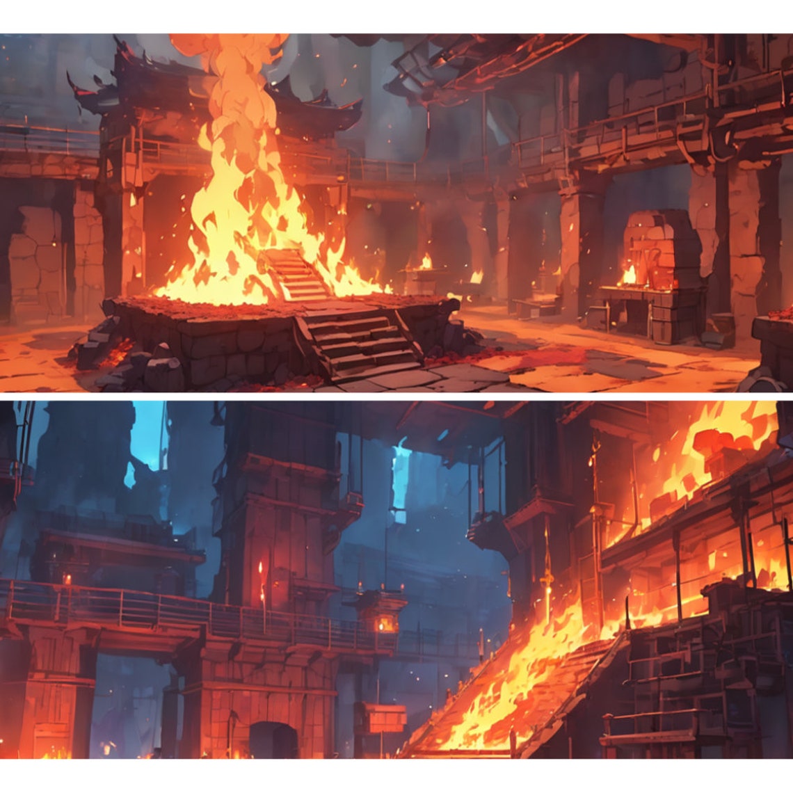 ANIMATED BACKGROUND - Forge Pit, Fire, Molten Core (loop, 4k 60 Fps ...