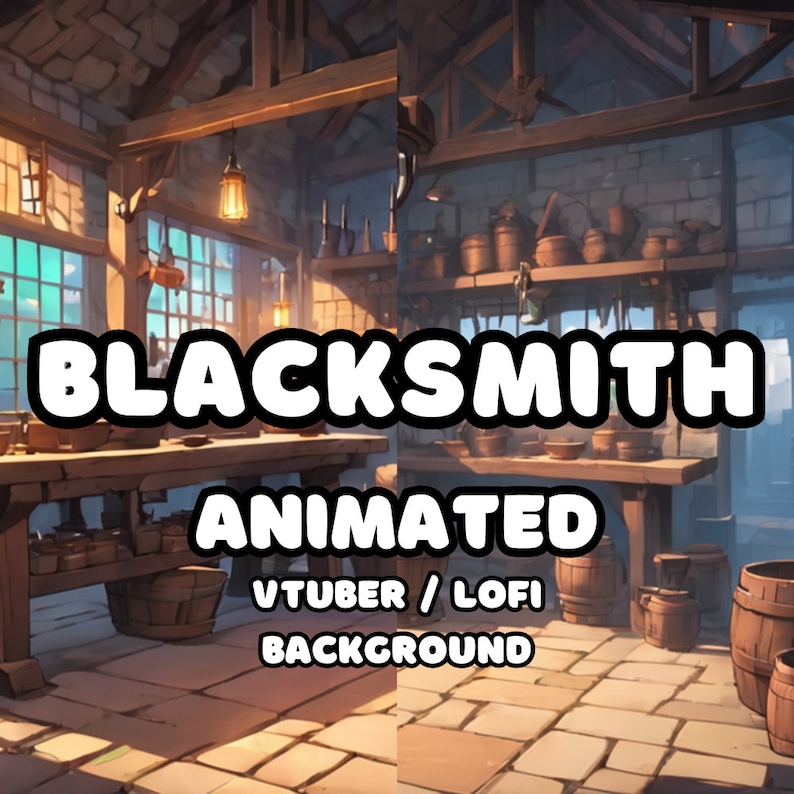 ANIMATED BACKGROUND - Blacksmith Bundle (loop, 4k 60 Fps) VTUBER / Lo - Fi / Dungeons and ...