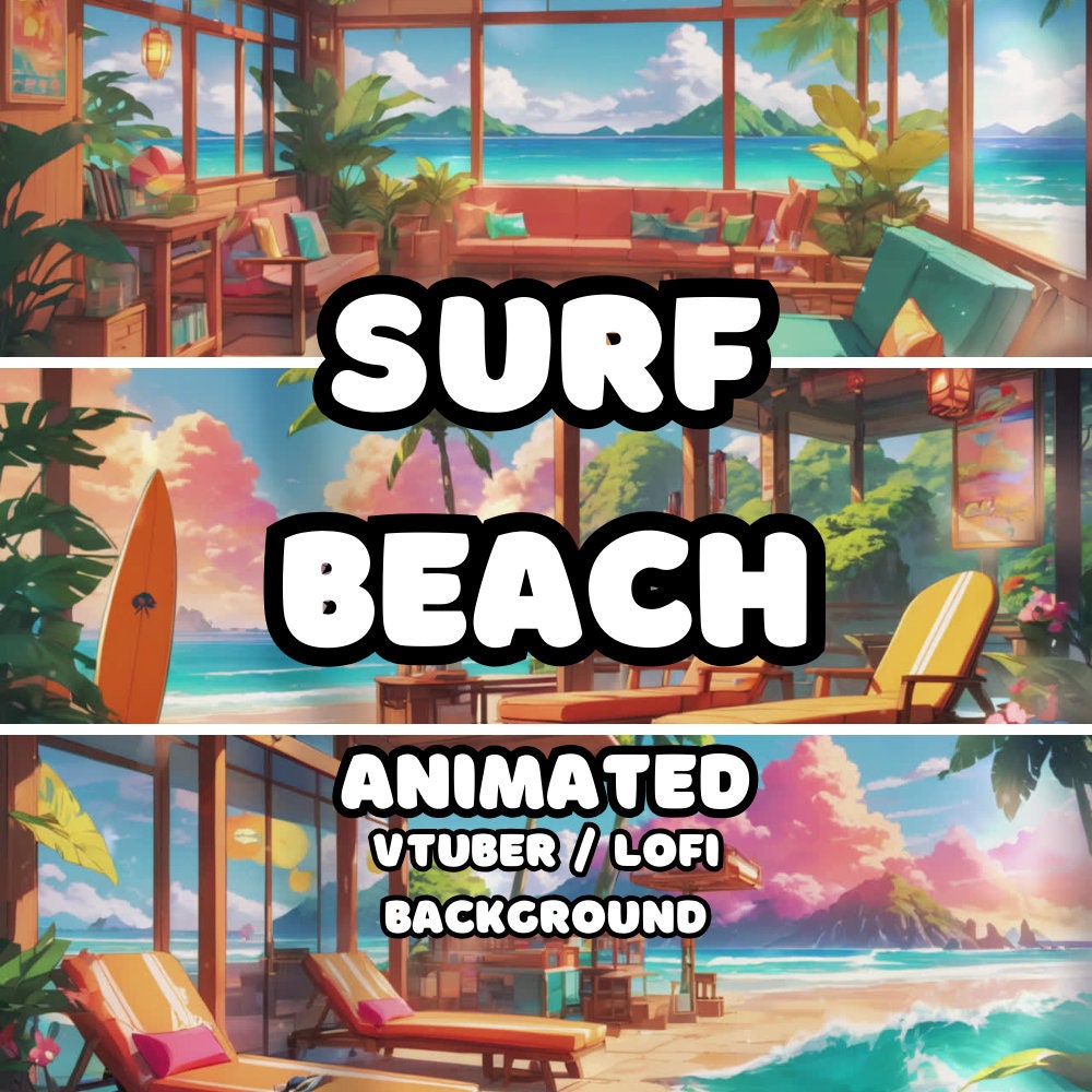 ANIMATED BACKGROUND - Surf Beach Bundle (loop, 4k) VTUBER / Stream ...