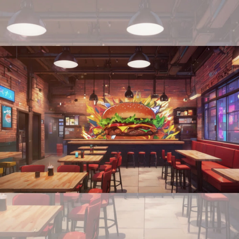 ANIMATED BACKGROUND - Burger Mania, Hamburger, Restaurant, Fries (loop ...