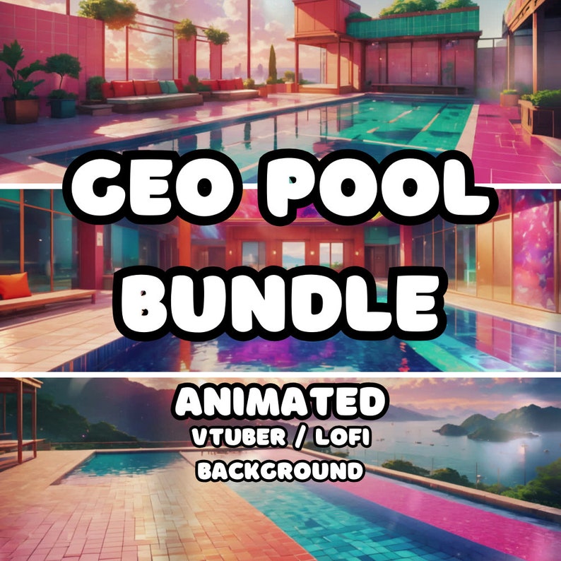 Animated Pool Backgrounds: Vtuber Stream Bundle (4k, Loop) (digital ...