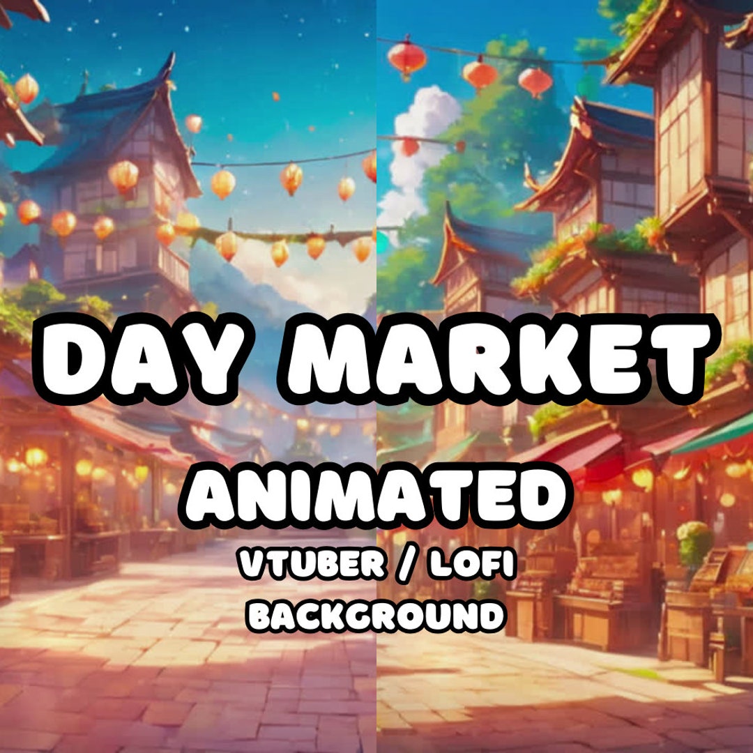 ANIMATED BACKGROUND - Day Market Bundle, Stores, Fruits (loop, 4k 60 ...
