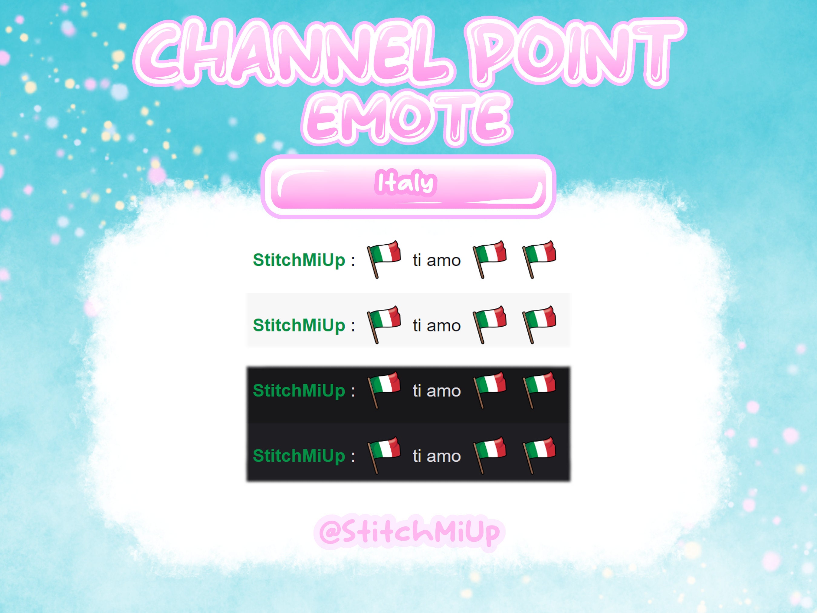Italy Emote / Channel Point / Badge for Twitch Stream Discord Youtube L ...