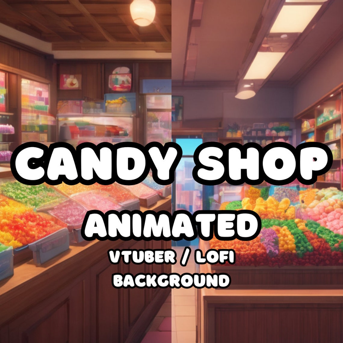 ANIMATED BACKGROUND - Candy Shop Bundle (loop, 4k 60 Fps) VTUBER / Lo ...