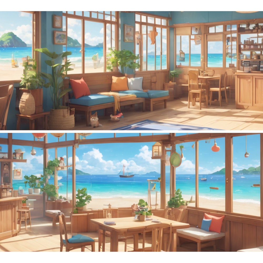 ANIMATED BACKGROUND Beach Bar Bundle loop, 4k 60 Fps VTUBER / Lo Fi ...