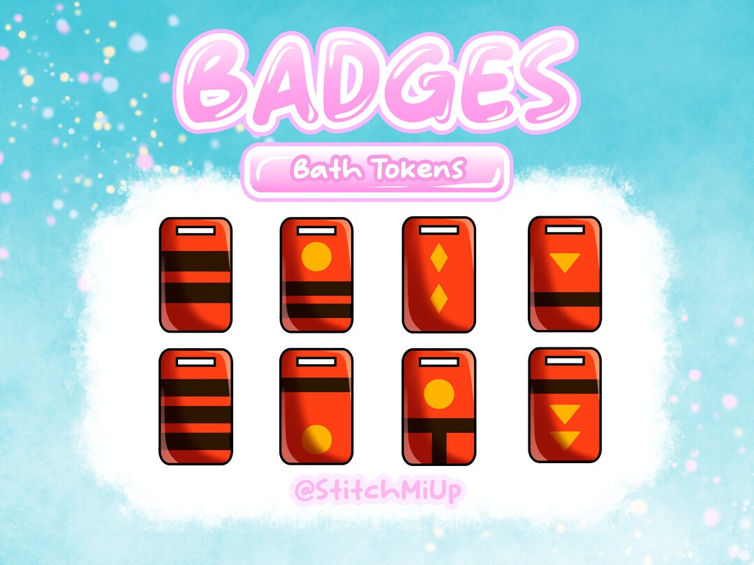 8 Bath Token Sub & Bits Badges for Twitch Stream Discord Youtube L ...