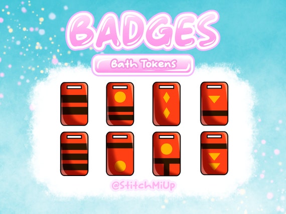 8 Bath Token Sub & Bits Badges for Twitch Stream Discord - Etsy