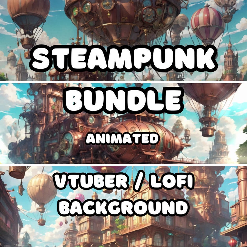 ANIMATED BACKGROUND - Steampunk Bundle (loop, 4k) VTUBER / Stream Background / Video Background ...