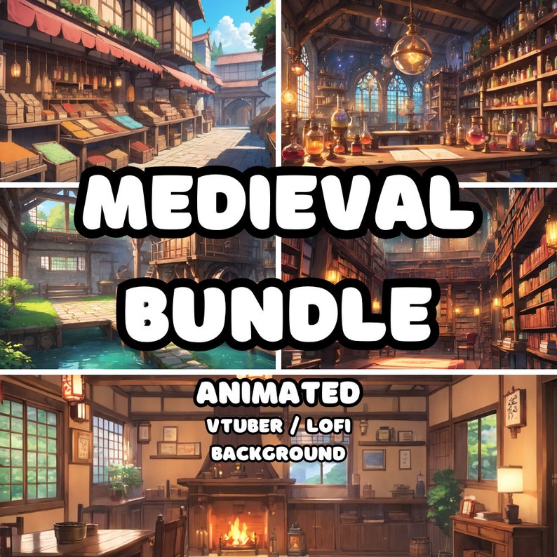 ANIMATED BACKGROUND Medieval Bundle loop, 4k VTUBER / Stream Background / Video Background / Lo ...