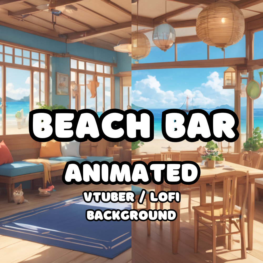 ANIMATED BACKGROUND - Beach Bar Bundle (loop, 4k 60 Fps) VTUBER / Lo ...