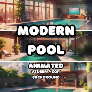 ANIMATED BACKGROUND - Modern Pool Bundle Summer House (loop, 4k) VTUBER ...