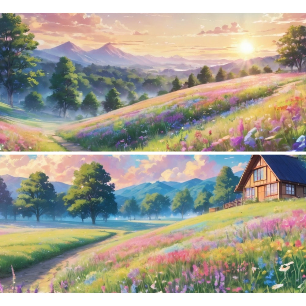 ANIMATED BACKGROUND Flower Field Bundle, Spring, Cottage loop, 4k 60 ...