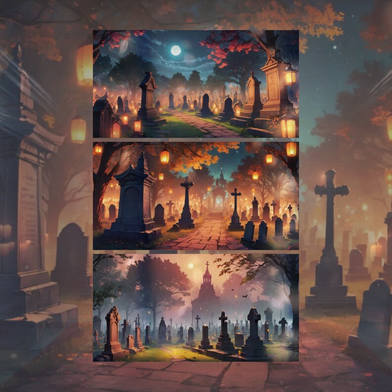 Animated Graveyard Vtuber Background Bundle (4k Loop) (digital Download ...