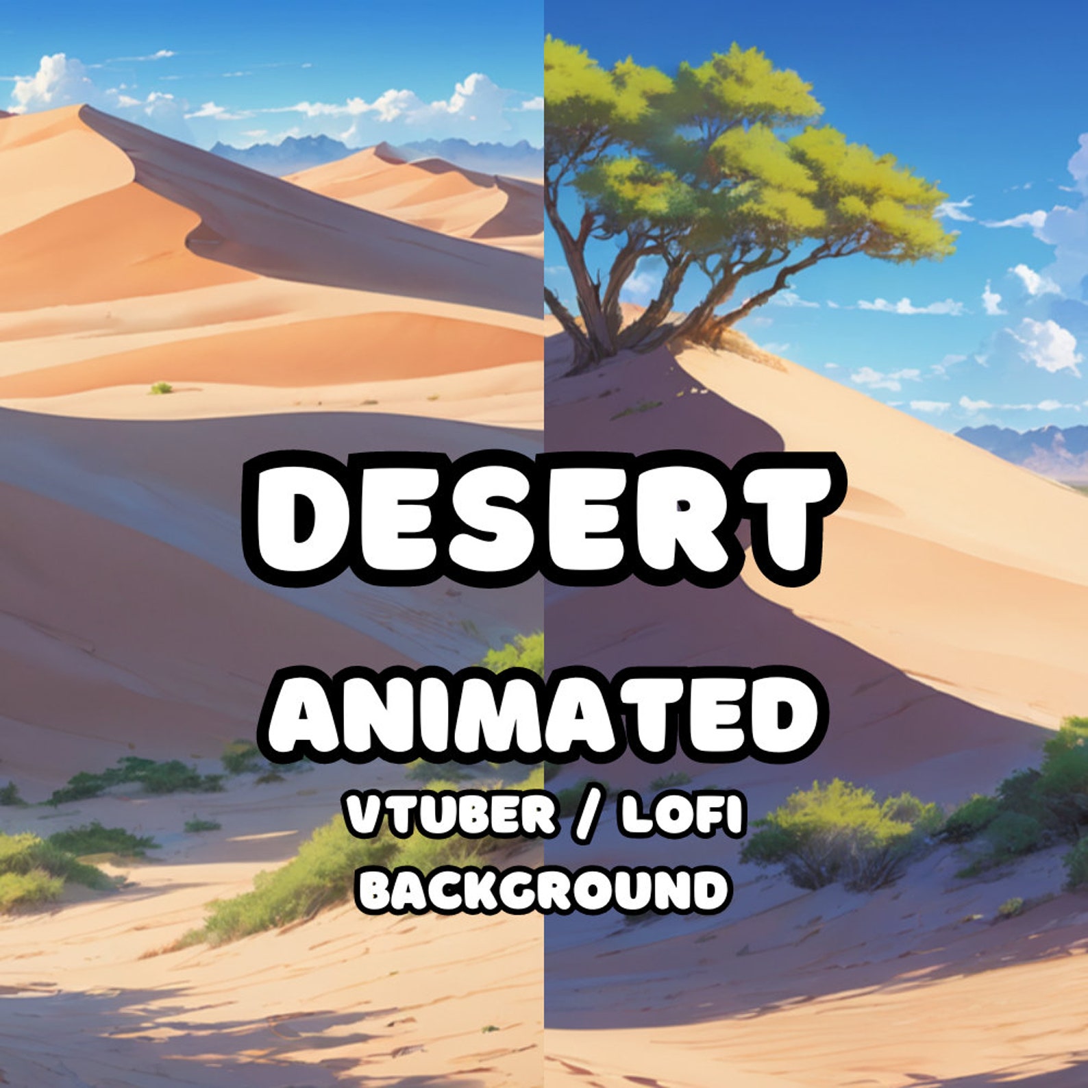 ANIMATED BACKGROUND Desert Bundle, Oasis, Mirage, Landscape loop, 4k 60 ...