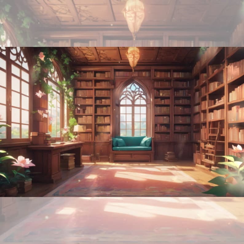 ANIMATED BACKGROUND - Cozy Library, Bookshelves, Study, Quiet Corner ...