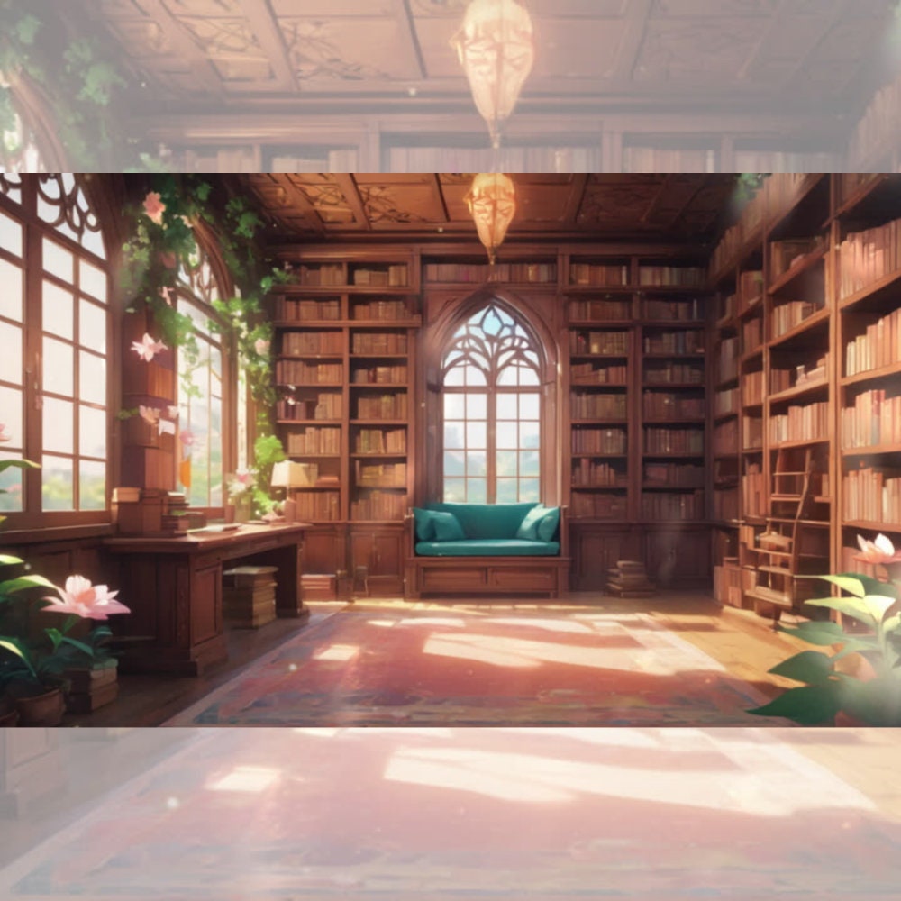 ANIMATED BACKGROUND - Cozy Library, Bookshelves, Study, Quiet Corner ...