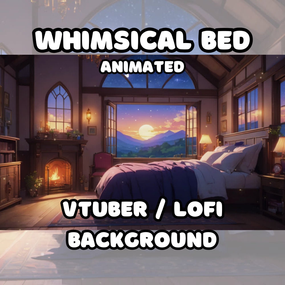 ANIMATED BACKGROUND - Whimsical Bedroom, Purple Bedroom, Sunset (loop, 4k 60 Fps) VTUBER / Lo ...
