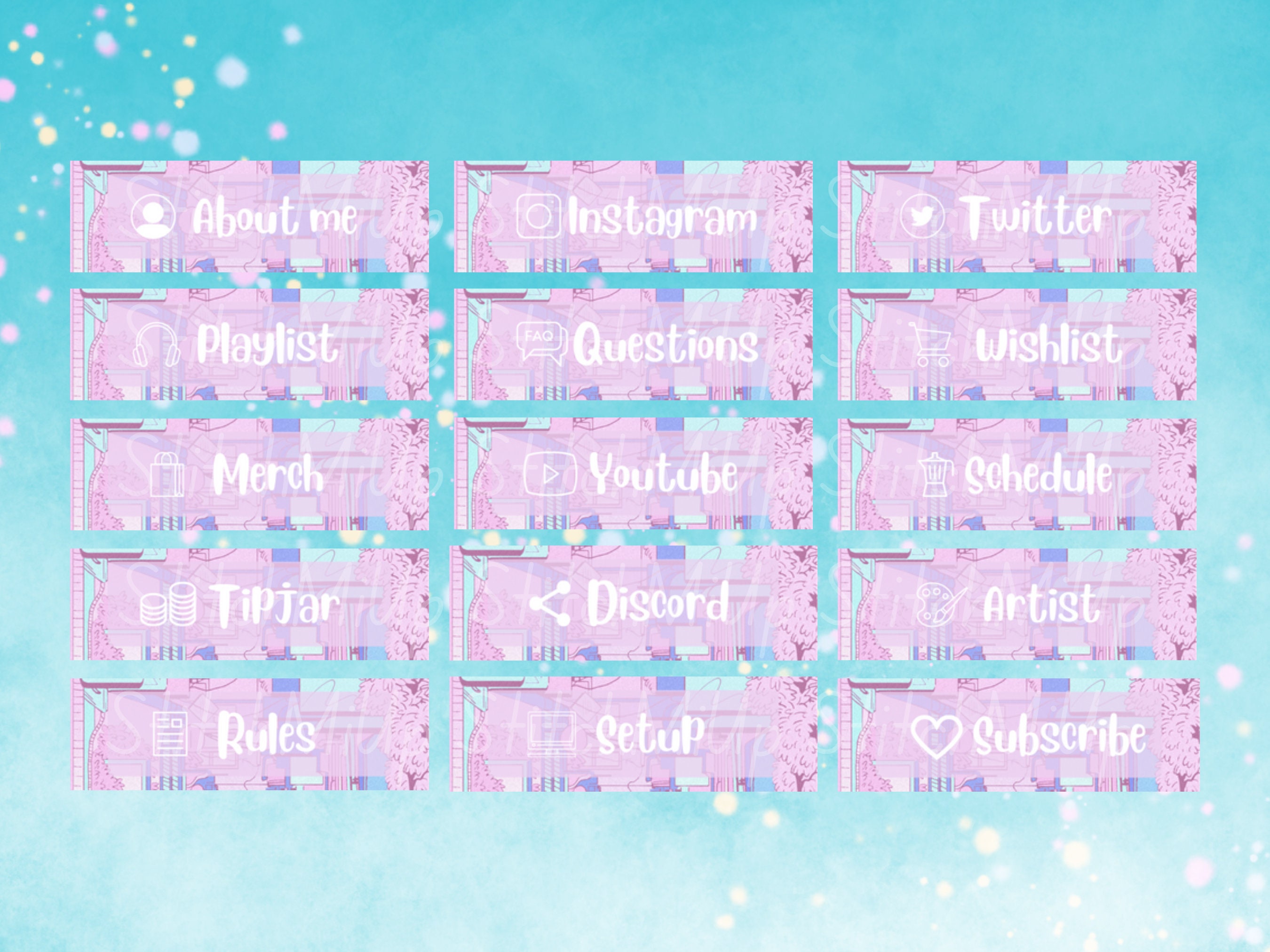 15 Cute Pink Twitch Stream Panels / Discord / Website Buttons - Gaming ...