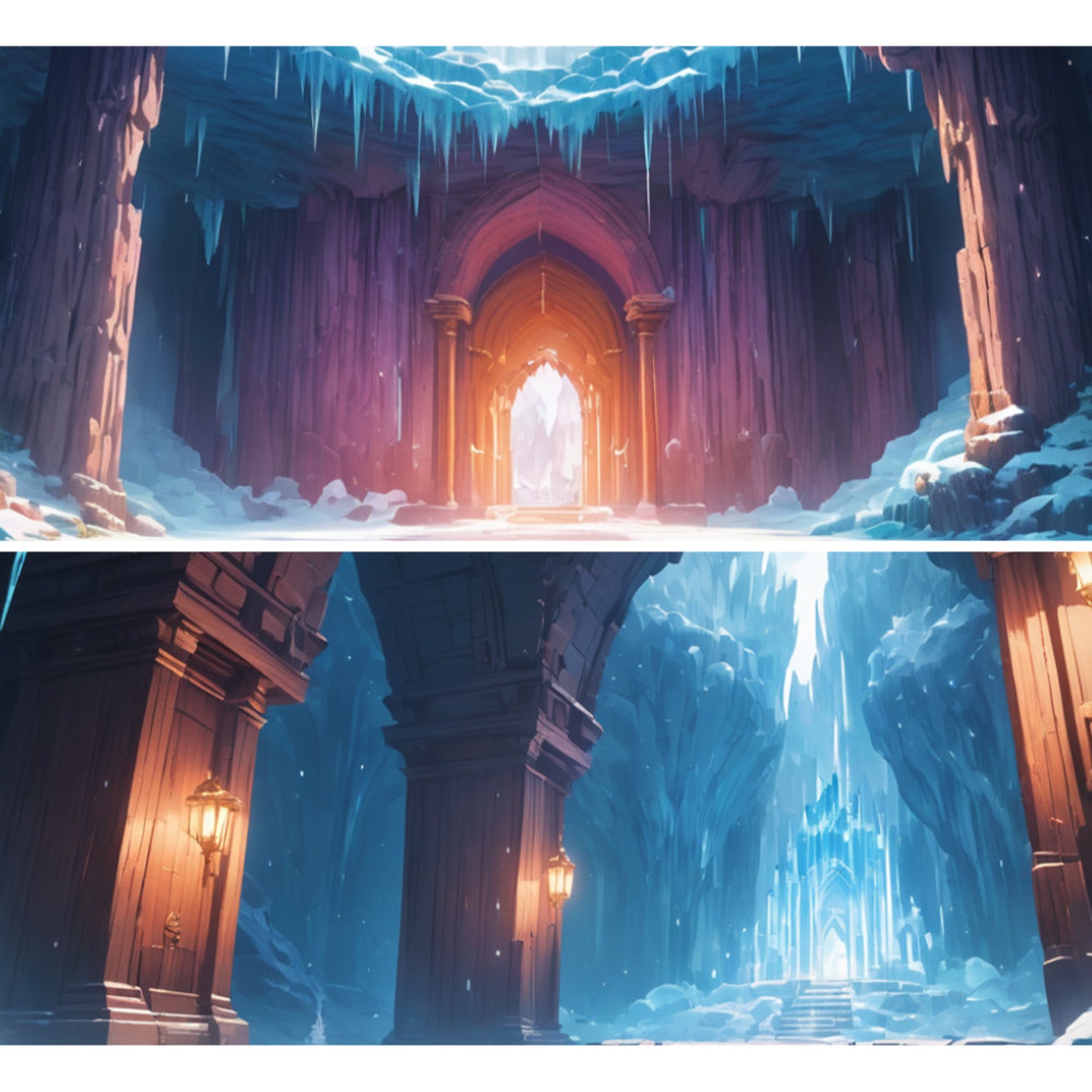 ANIMATED BACKGROUND - Ice Cavern Bundle, Underground, Hollow (loop, 4k ...